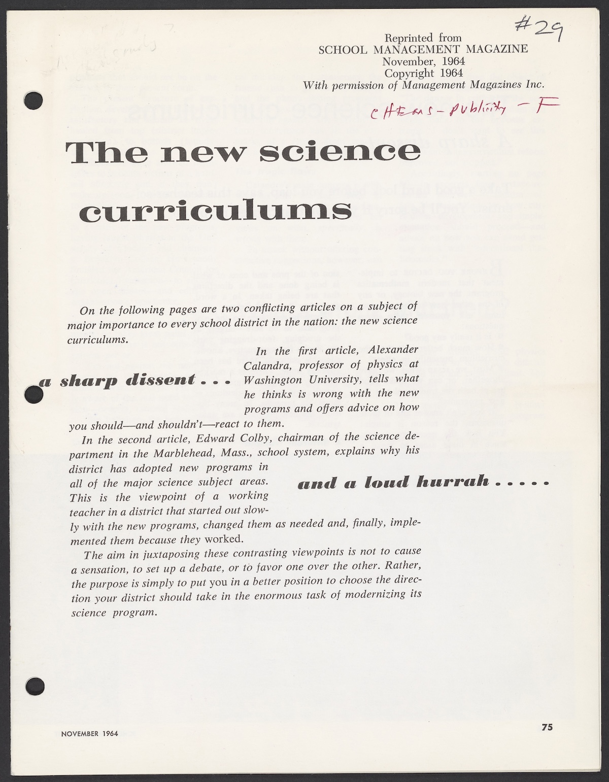 The Life and Times of CHEMS | Science History Institute